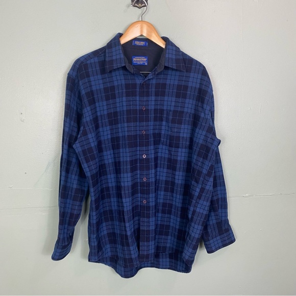 Pendleton | Shirts | Pendleton Plaid Blue Wool Flannel Mens Xl Lodge Shirt | Poshmark